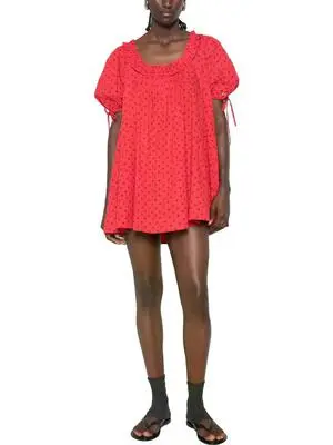 DAMSON MADDER Jemima Ruffled Cherry-print Mini Dress - Red