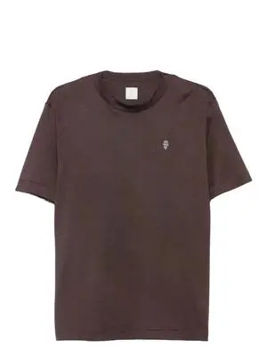 Eleventy Logo-embroidery T-shirt - Brown