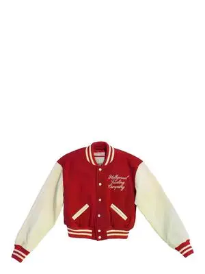 HTC LOS ANGELES College Logo-embroidered Varsity Jacket - Red