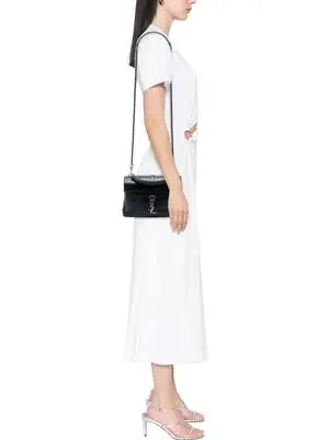 Saint Laurent 2016 Medium Croc Embossed Leather Monogram College Satchel Black