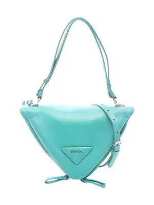 Prada 2022 Nappa Padded Signaux Triangle Satchel - Blue