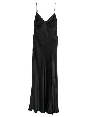 Alberta Ferretti Satin-finish Side-slit Maxi Dress - Black