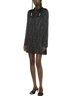 Stella McCartney Rhinestone Embellished Shift Dress - Black