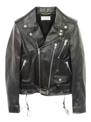 Saint Laurent 2010s Belted Biker Jacket - Black