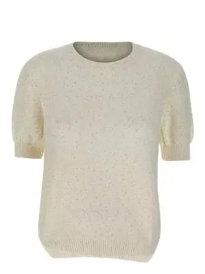 GRAN SASSO Sequin-embellished Short-sleeve Sweater - Neutrals