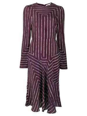 Stella McCartney Striped Silk Midi Dress - Red