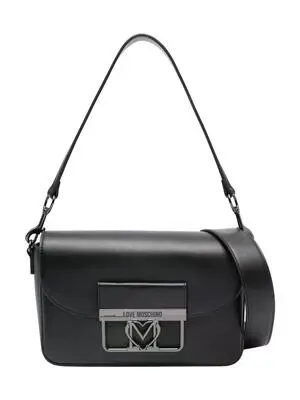 Moschino Gold-plaque Shoulder Bag Black