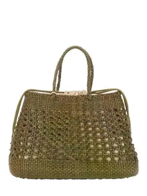 Dragon Diffusion Santa Cano Woven-leather Tote Bag - Green