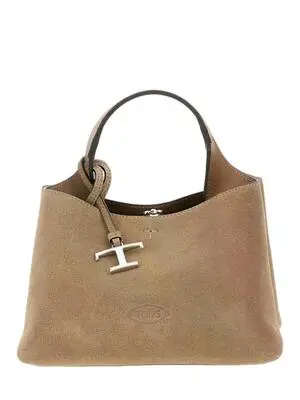 TOD'S T Timeless Calf Suede Clutch Bag - Neutrals