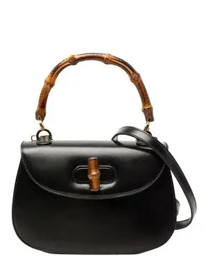 Gucci 20th Century Small Calfskin Bamboo Night Satchel - Black
