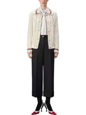 Thom Browne Hopsack Suiting Trousers With Signature Rwb Tab - Blue