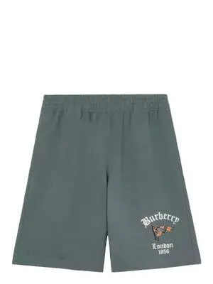 Burberry Check-flag Cotton Shorts - Blue