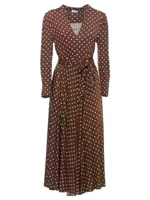 Marella Mlsangelo Polka-dot Belted Midi Dress - Brown