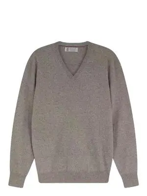Brunello Cucinelli V-neck Cashmere Sweater - Neutrals