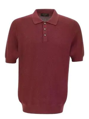 GRAN SASSO Honeycomb Cotton Polo Shirt - Red