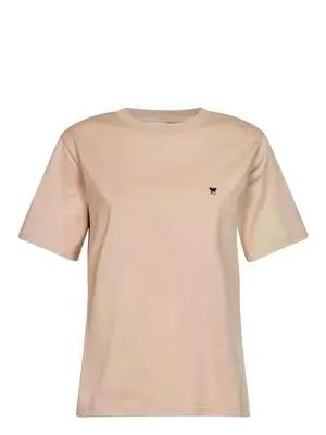 Max Mara Logo-embroidered Cotton T-shirt - Neutrals