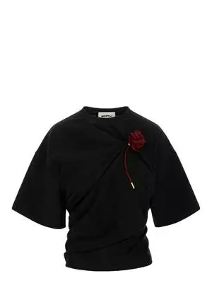 SEEN USERS Suspended-rose Asymmetrical T-shirt - Black