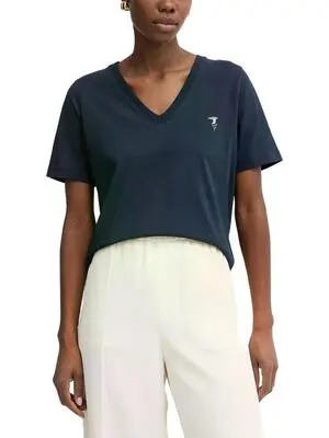 TRUSSARDI Logo-print V-neck T-shirt - Blue