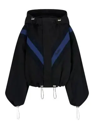 Attico Logo-detail Hooded Bomber Jacket - Black