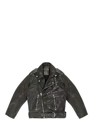 HTC LOS ANGELES Melrose Stud-embellished Belted Leather Jacket - Black