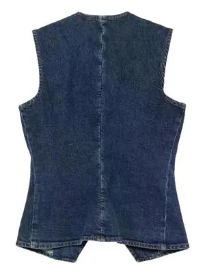 7 For All Mankind Button-up Denim Waistcoat - Blue