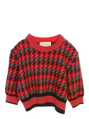 Gucci 2010s Houndstooth Cropped Sweater - Red