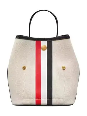 Thom Browne Rwb Stripe Bucket Tote Bag - Black