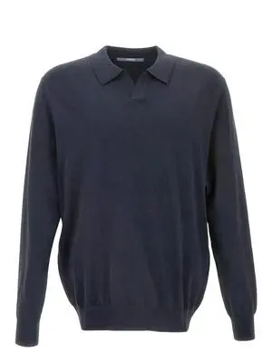PEOPLE OF SHIBUYA Kirin Open-collar Knit - Blue
