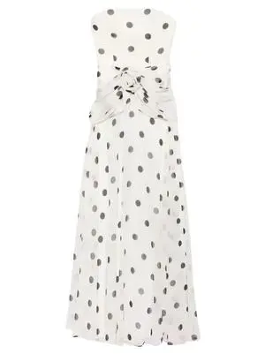 ADAMARIS Polka-dot Floral-appliqué Maxi Dress - White