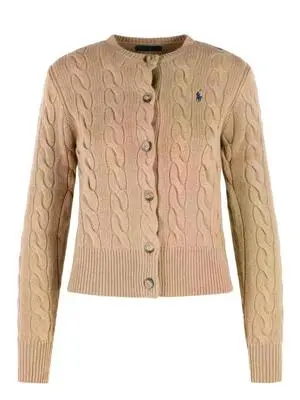 Polo Ralph Lauren Cable-knit Pony-logo Cardigan - Neutrals