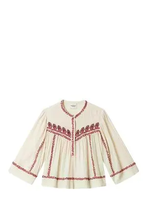 Isabel Marant Étoile Juline Embroidered Flared Blouse - Neutrals