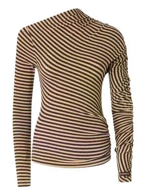 Pinko Striped Ruched-detail Top - Neutrals