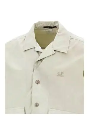C.P. COMPANY Logo-embroidered Flap-pocket Shirt - Neutrals
