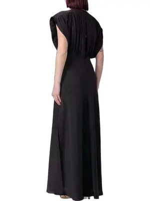 TELA Gathered Sleeveless Maxi Dress - Brown