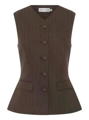 Anna Quan Kendall Pinstripe-pattern Peplum Top - Brown