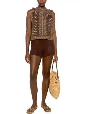 DÔEN Amalia Foulard-print Top - Brown
