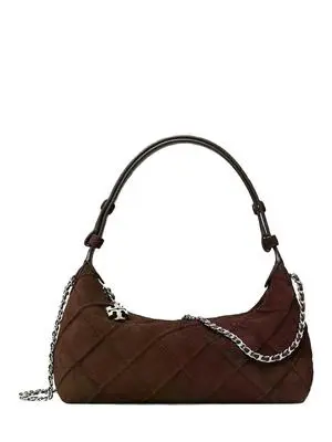 Tory Burch Fleming Quilted Suede Crossbody Bag - Brown