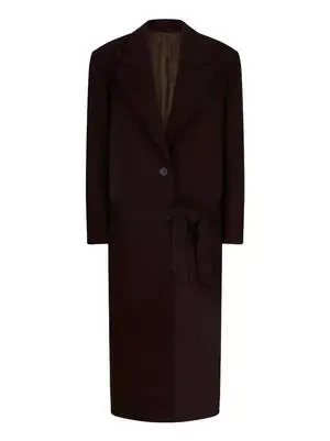 Attico Belted Twill-wool Coat - Red