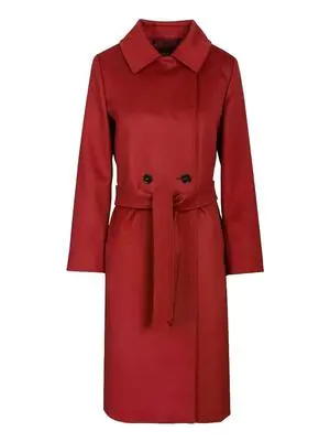 Max Mara Wool Belted Coat - Red