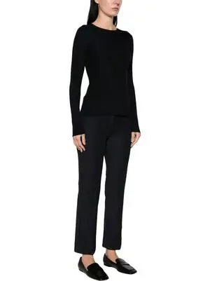Max Mara Virgin Wool Ribbed Crew Neck T-shirt - Blue