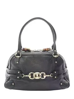 Gucci 2000s Wave Boston Horsebit Tote Bag - Black