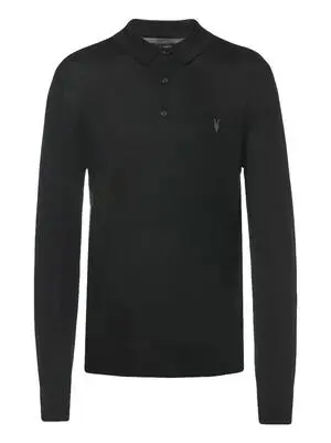 ALLSAINTS Mode Long-sleeved Polo Shirt - Black