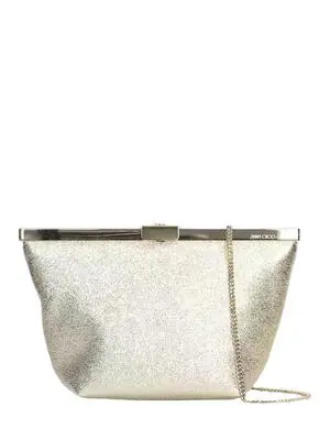 JIMMY CHOO Ganache Glitter-effect Frame Clutch Bag - Silver