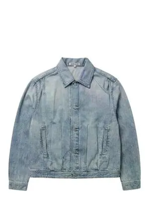 Auralee Faded-effect Button-up Denim Jacket - Blue