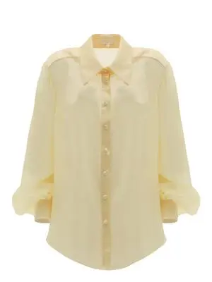 JNSQ (JE NE SAIS QUOI) Chloe Semi-sheer Silk Shirt - Yellow