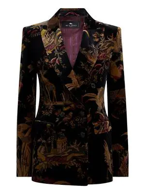 Etro Double-breasted Velvet Jacket - Multi