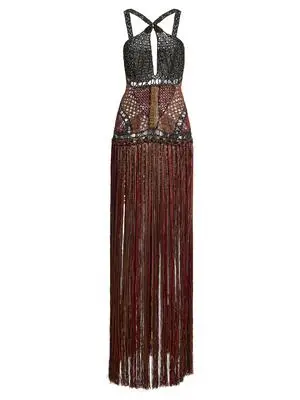 ANDREA ALMEIDA Savannah Crocheted Fringe Maxi Dress - Multi