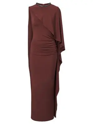 Roland Mouret Crystal-embellished Jersey Maxi Dress - Brown