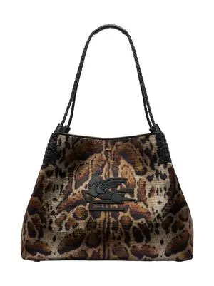 Etro Libra Large Leopard-print Velvet Tote Bag - Multicoloured