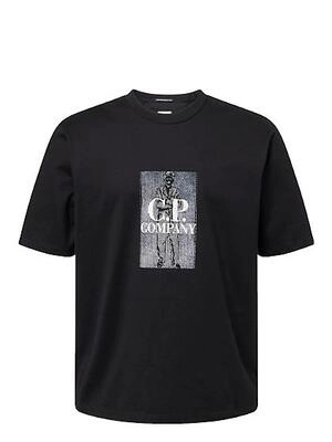 C.P. COMPANY Digital Sailor Embroidered Cotton T-shirt - Black